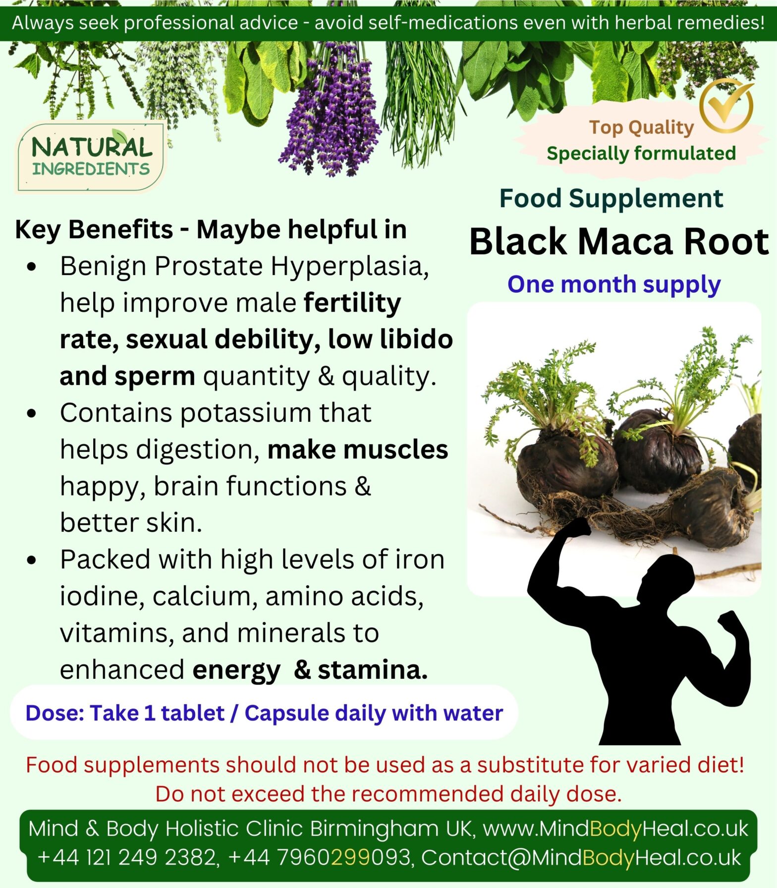 Black Maca Root – 30 Tablets – Mind & Body Holistic Health Clinic